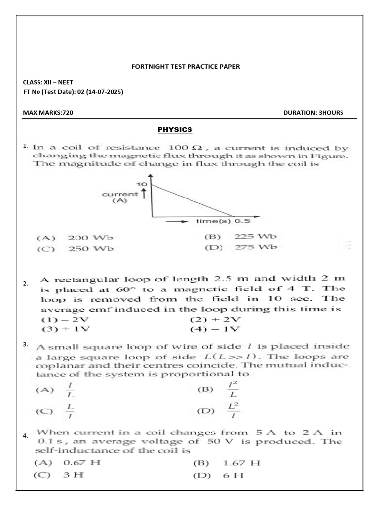 Neet Sample Paper Fort Night | PDF | Dna Sequencing | Single Nucleotide ...