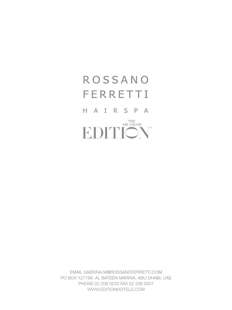 Rossano Ferretti Hair Spa Menu 2023 January 4 | PDF | Integumentary ...