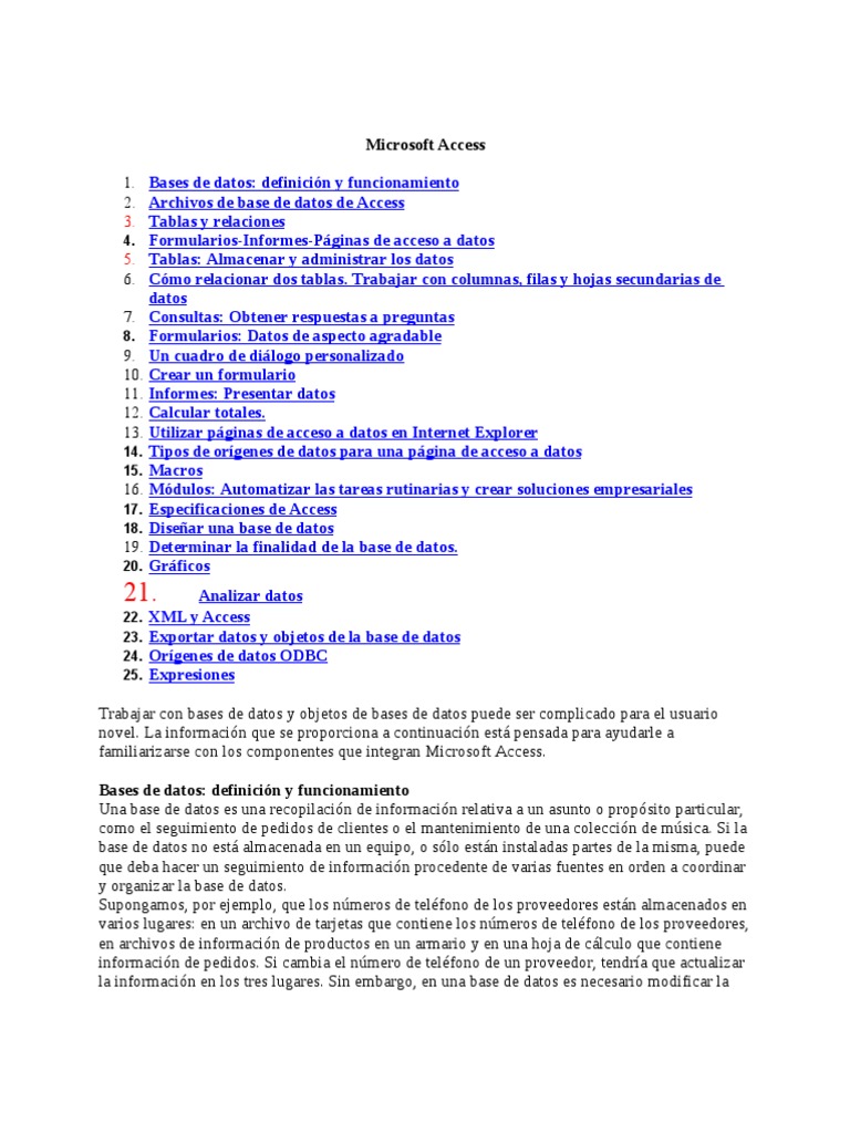 Microsoft Access | PDF | SQL | Tabla (base de datos)