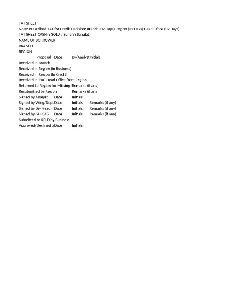 TAT Sheet Format | PDF