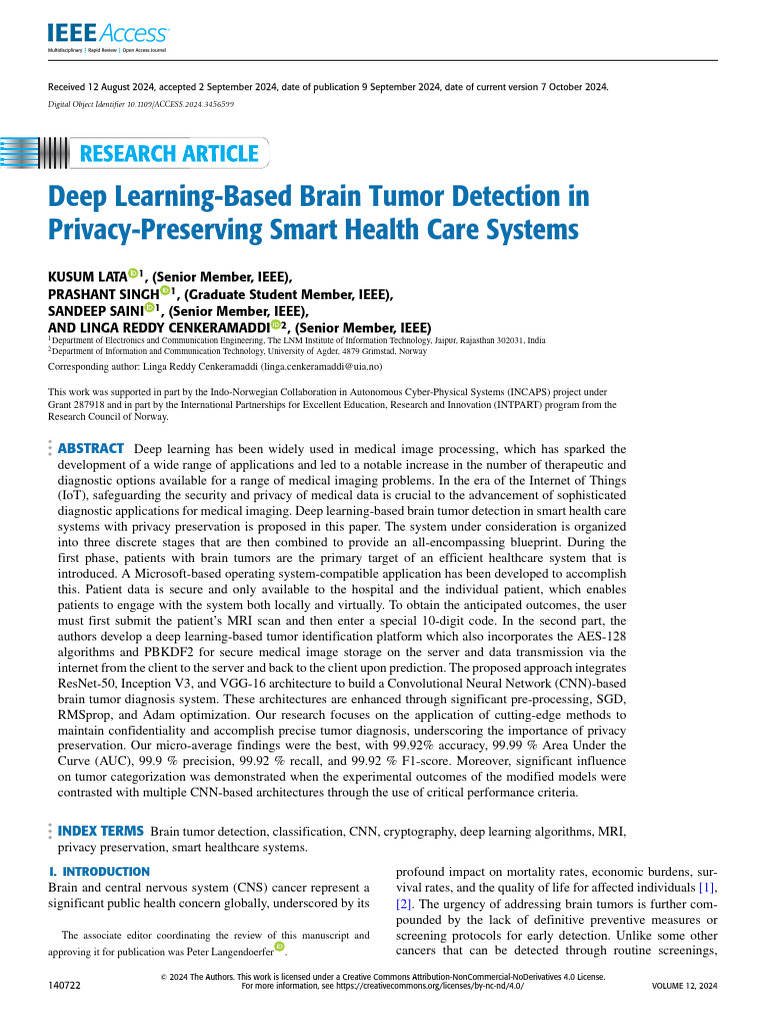 Deep Learning-Based Brain Tumor Detection in Privacy-Preserving Smart ...