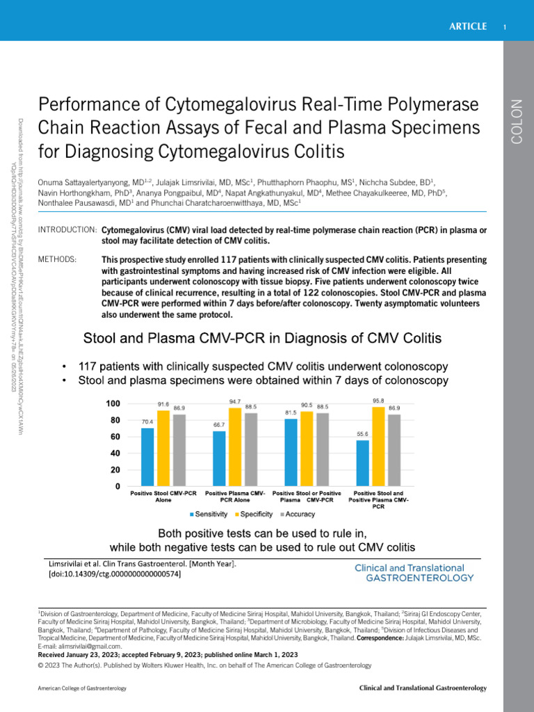 Stool CMV and Serum CMV CTG 2023 | PDF | Gastroenterology | Colonoscopy
