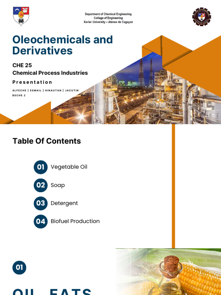 Oleochemicals and Derivatives - PDF - Compressed | PDF | Vegetable Oil ...