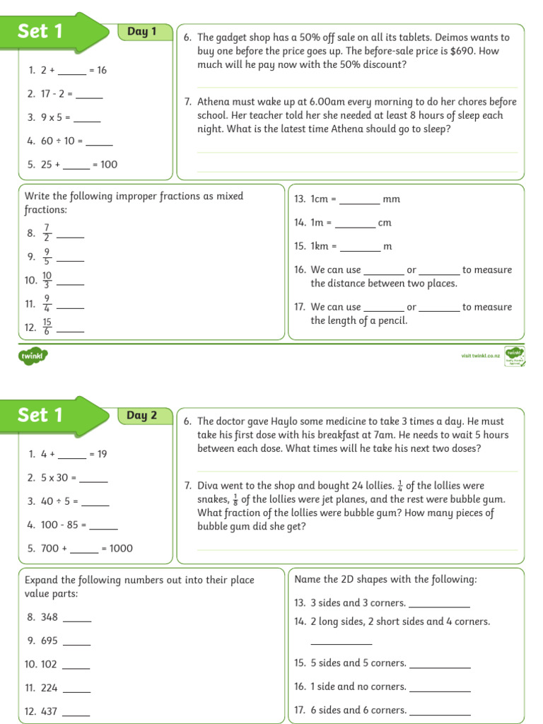 Primary 2 Daily Math Practice Set | PDF | Chess