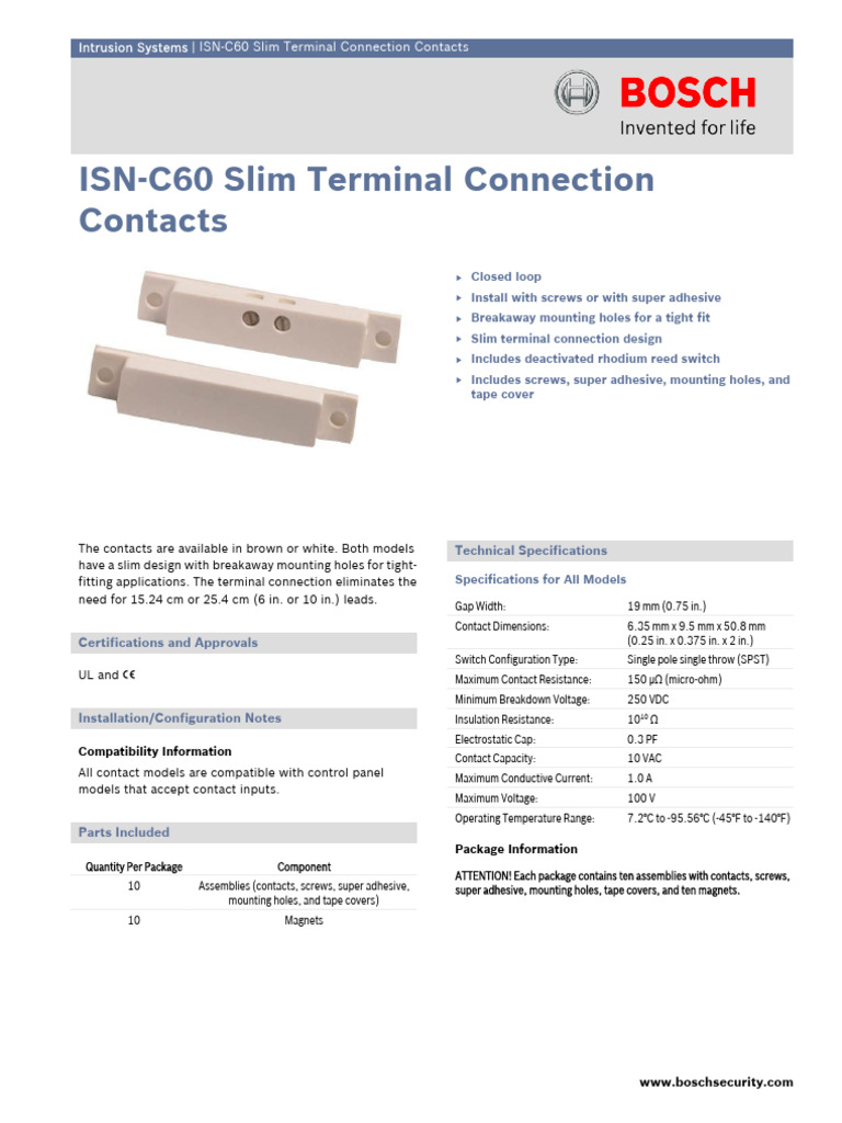 Bosch Easy Intrusion Bosch Isnc60 | PDF | Switch | Electrical Equipment