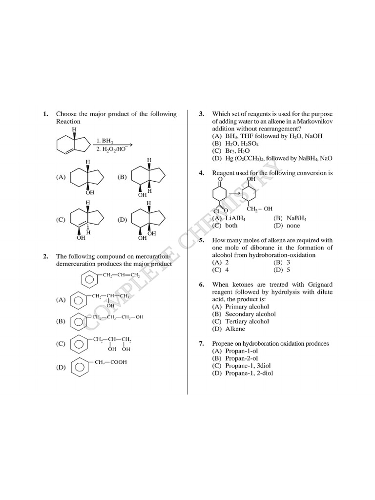 Alcohol, Phenol and Ether Question Practice | PDF