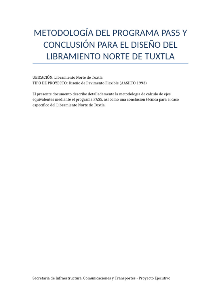 Metodologia PAS5 Conclusión Libramiento Norte Tuxtla | PDF