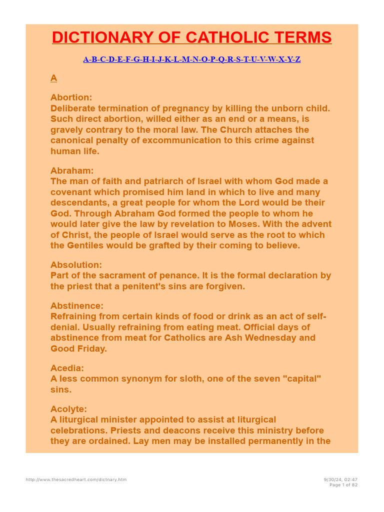 Dictionary of Catholic Terms | PDF | Catholic Church | Eucharist
