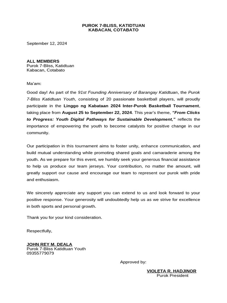 Basketball Solicitation Letter | PDF