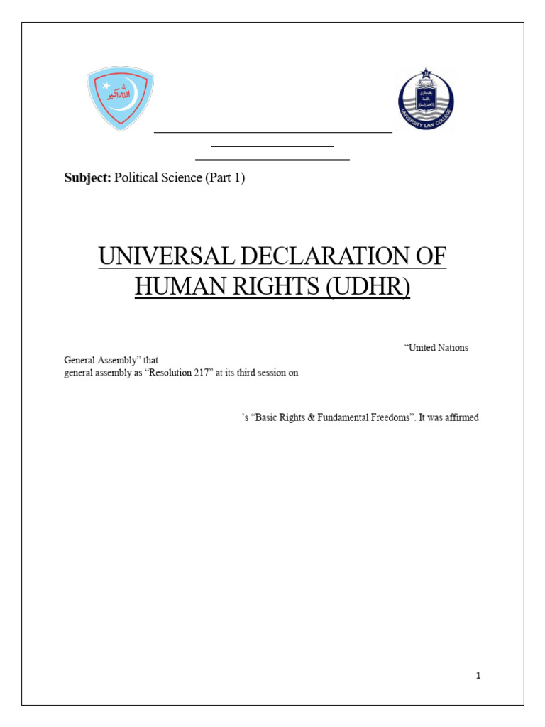 Universal Declaration of - Human Rights (Udhr) | PDF | Human Rights ...