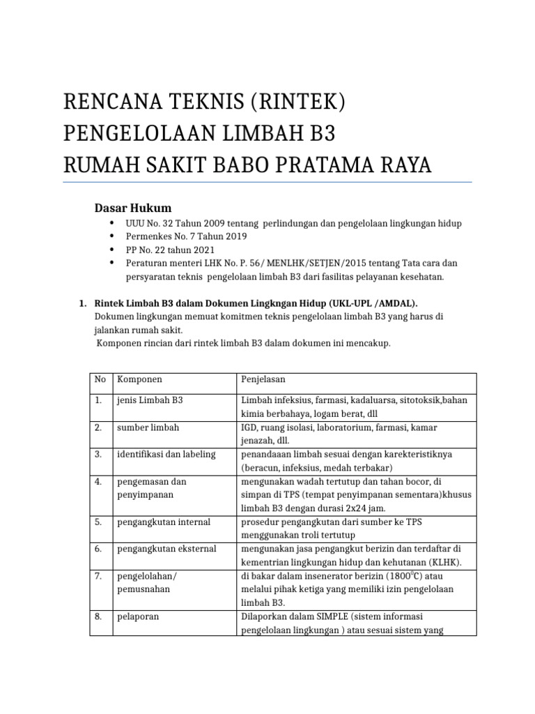 Rintek Limbah B3 Dalam Dokumen Lingkngan Hidup | PDF