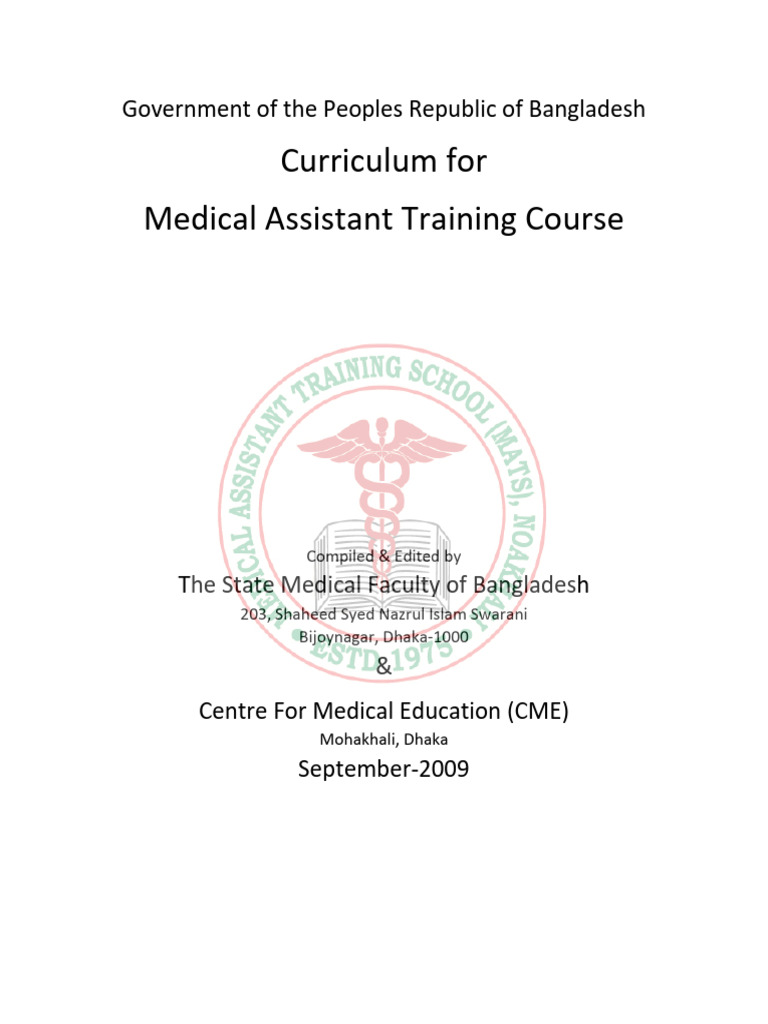 Curriculum For Medical Assistant Training Course: Government of The ...