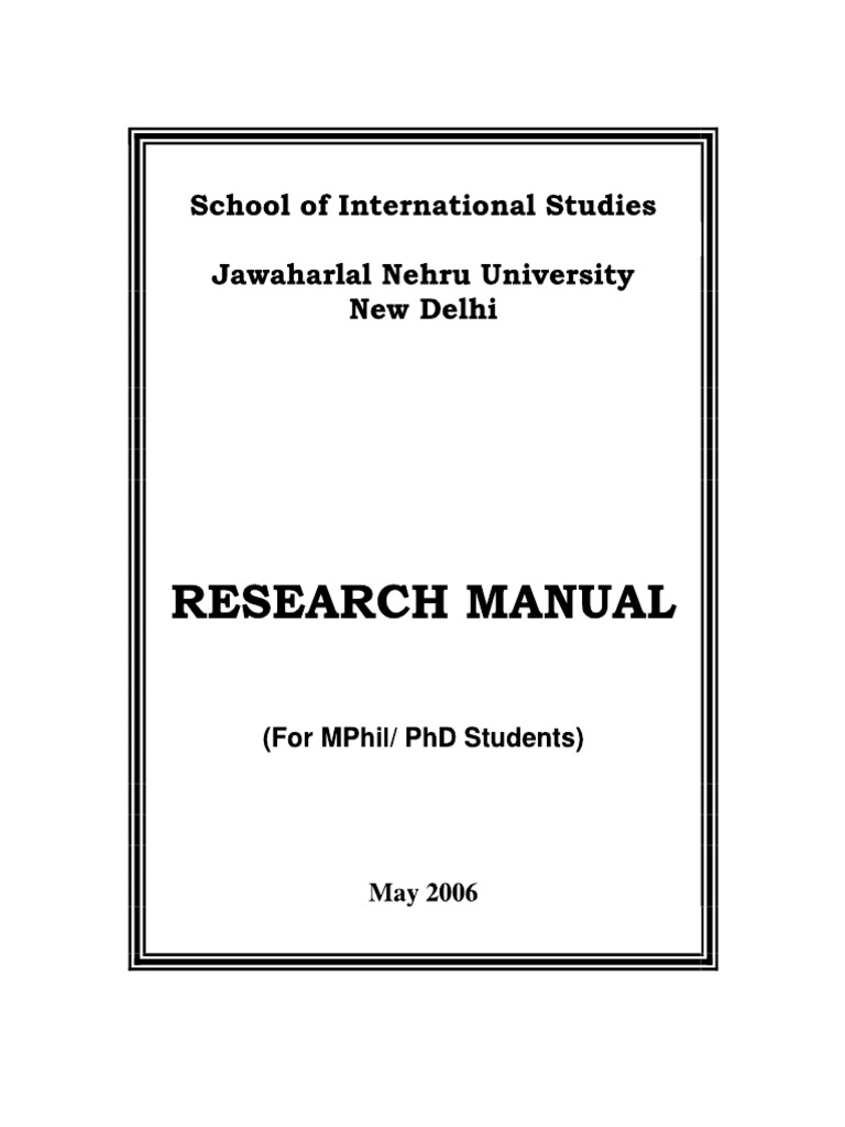 Research Proposal Manual JNU SIS | PDF
