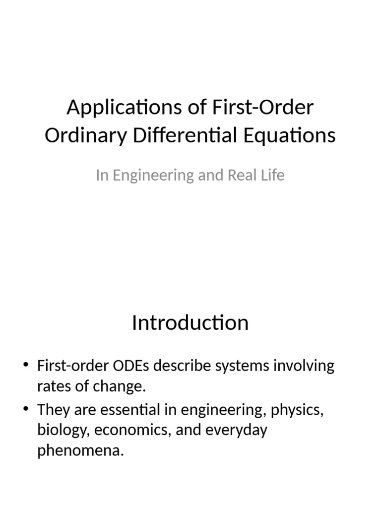 First Order ODE Applications Enhanced | PDF