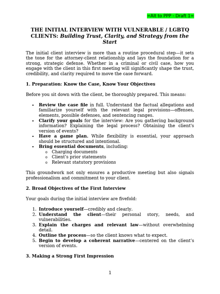 Initial Interview Wiht LGBTQ Clients - Alt Version With Checklist ...