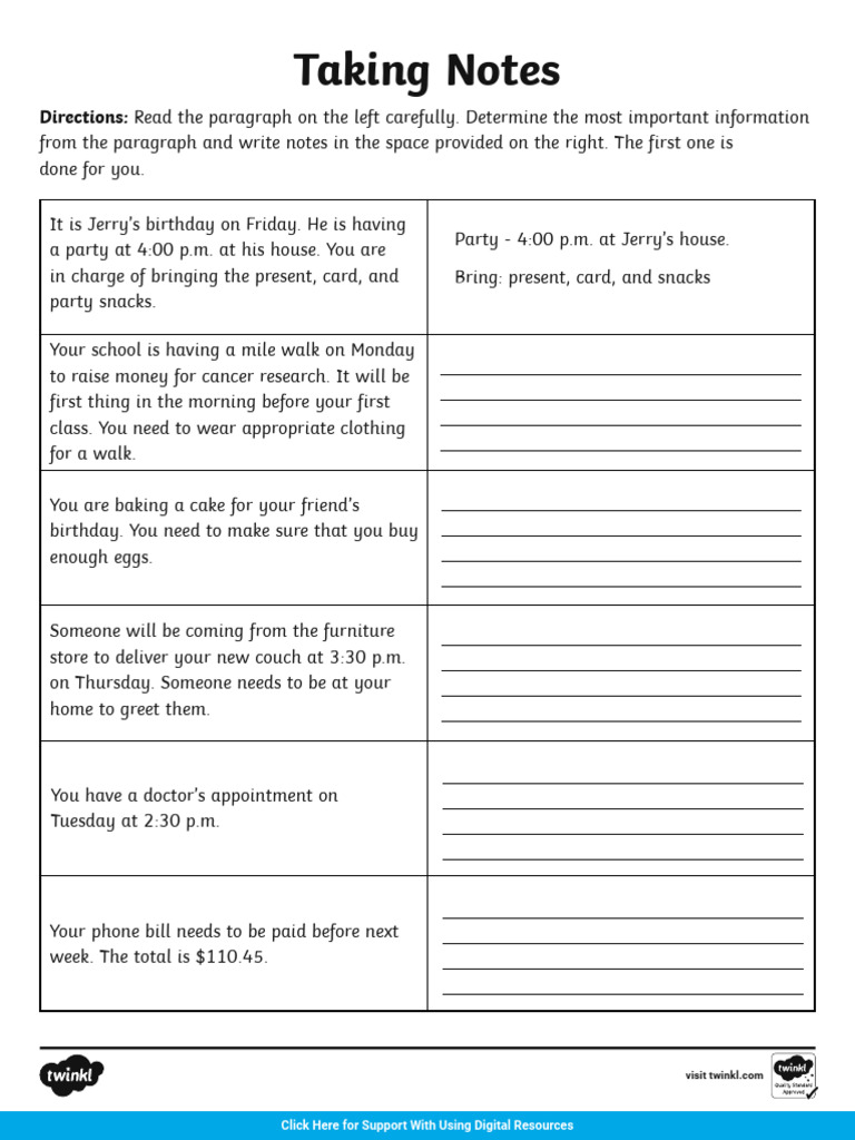 Digital Note-Taking Practice Activity | PDF