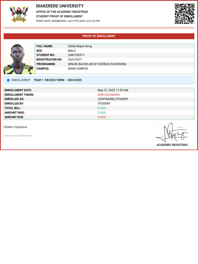 Proof of Enrollment | PDF