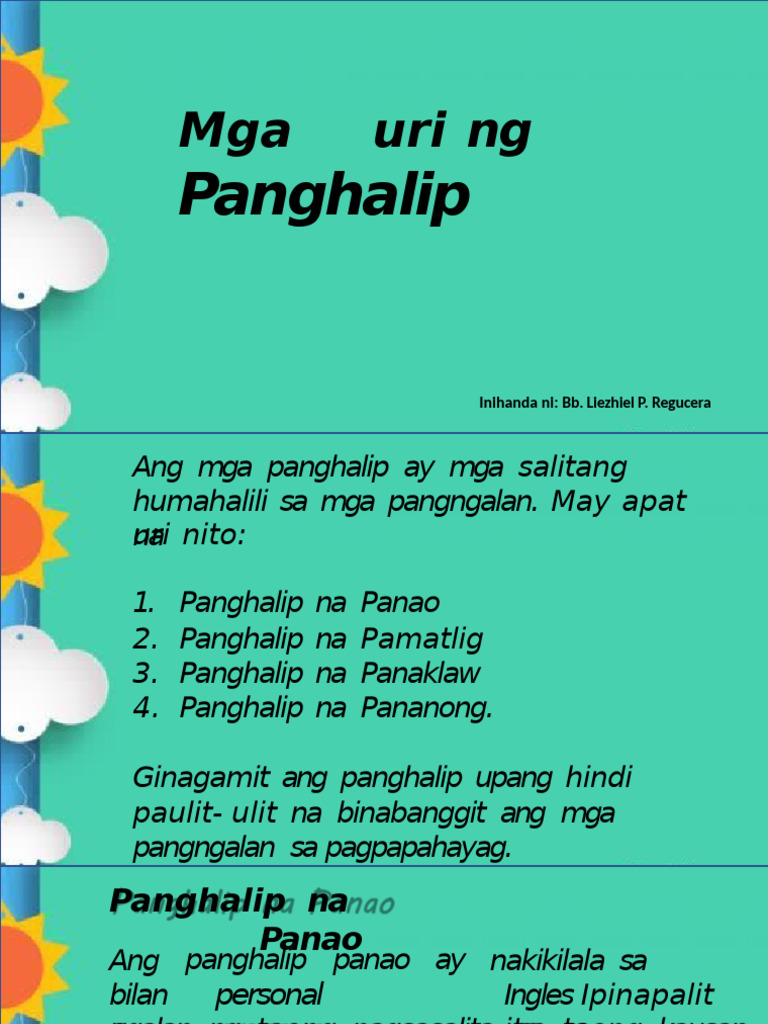 Uri at Gamit NG Panghalip Sa Pangungusap | PDF