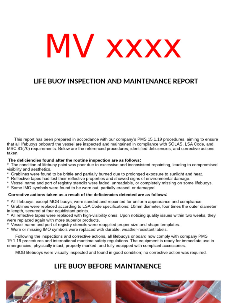 Lifebuoy Inspection and Maintenance Report | PDF