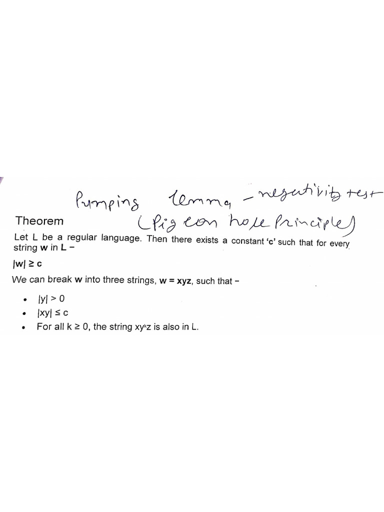 TOC Unit-6 Note Pumping Lemma | PDF