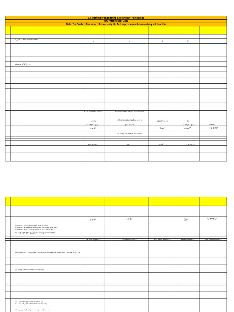 TOC Practice Book 2025 | PDF | Automata Theory | String (Computer Science)