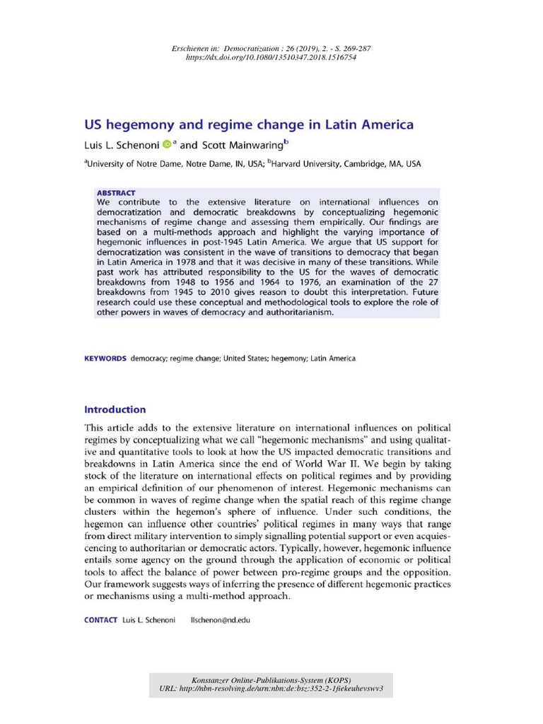 Us Hegemony and Regime Change in Latin America 1ab19nc2hg | PDF ...