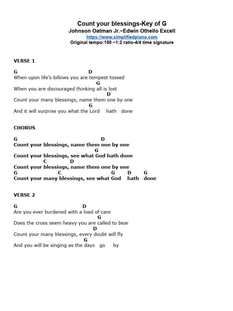Count Your Blessings Hymn in G | PDF
