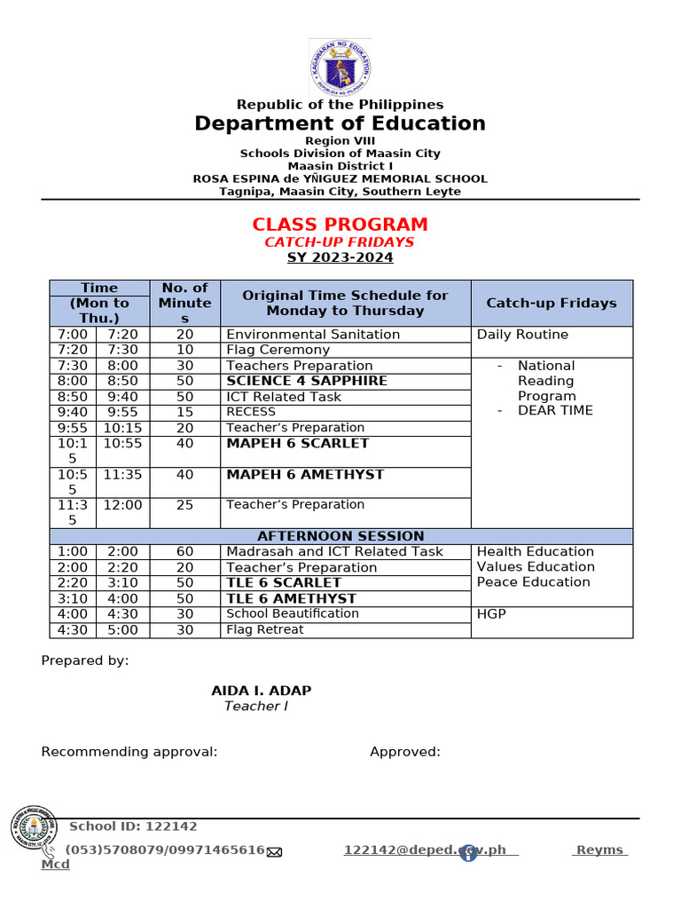 AIDA CATCH Up Fridays CLASS PROGRAM | PDF | Philippines