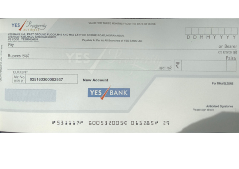 Travelzone Cheque Leaf | PDF