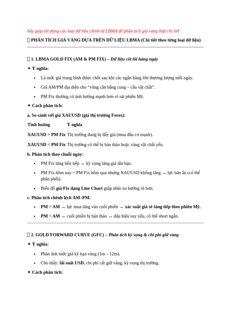 Sphân Tích Giá Vàng Dựa Trên Dữ Liệu Lbma | PDF