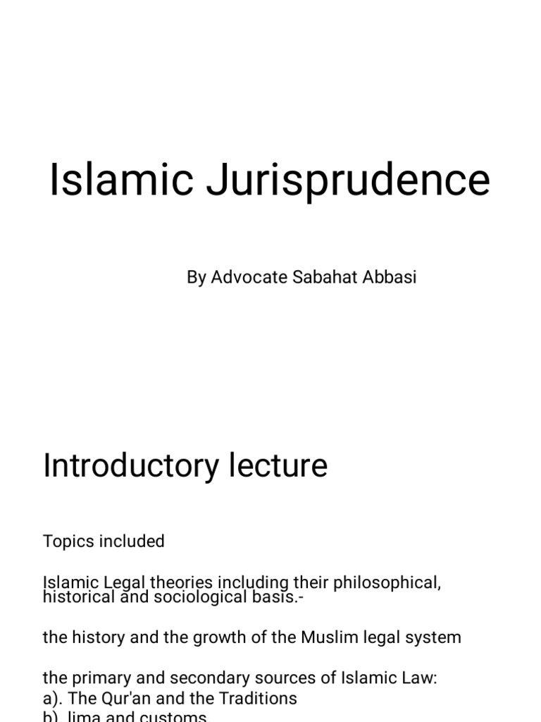 Islamic Juris Lec Intro | PDF