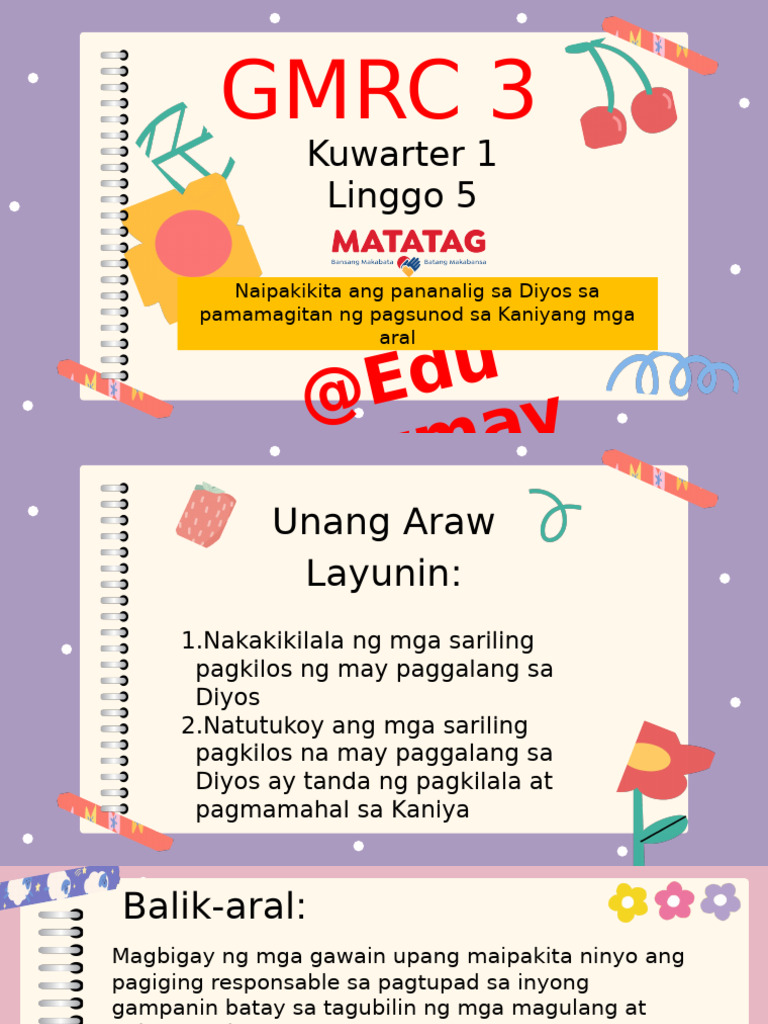 q1 Gmrc3 Week5 PPT Matatagedumaymay | PDF