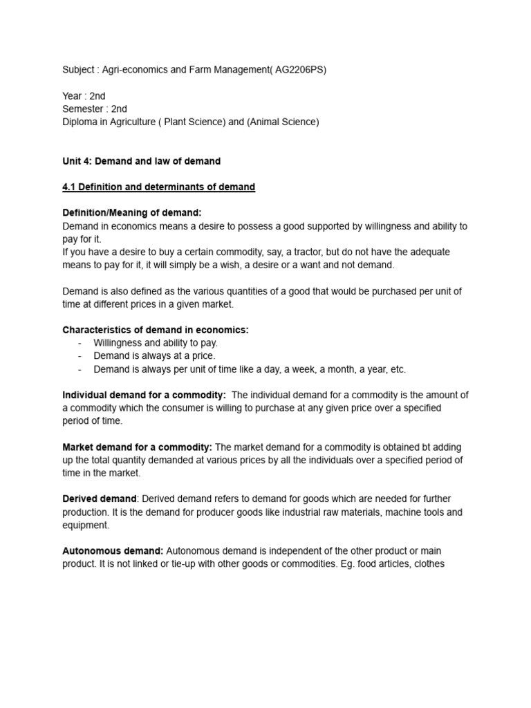 Unit 4 Demand and Law of Demand | PDF | Demand | Elasticity (Economics)