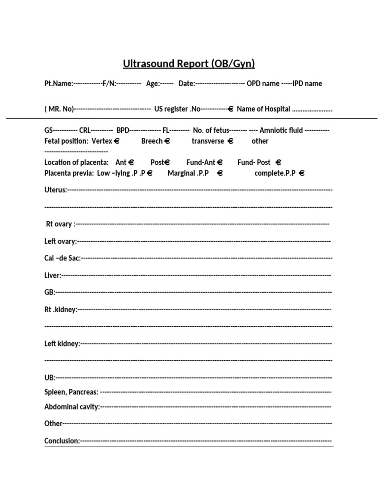 Ultrasound Report A4 | PDF | Anatomy | Childbirth