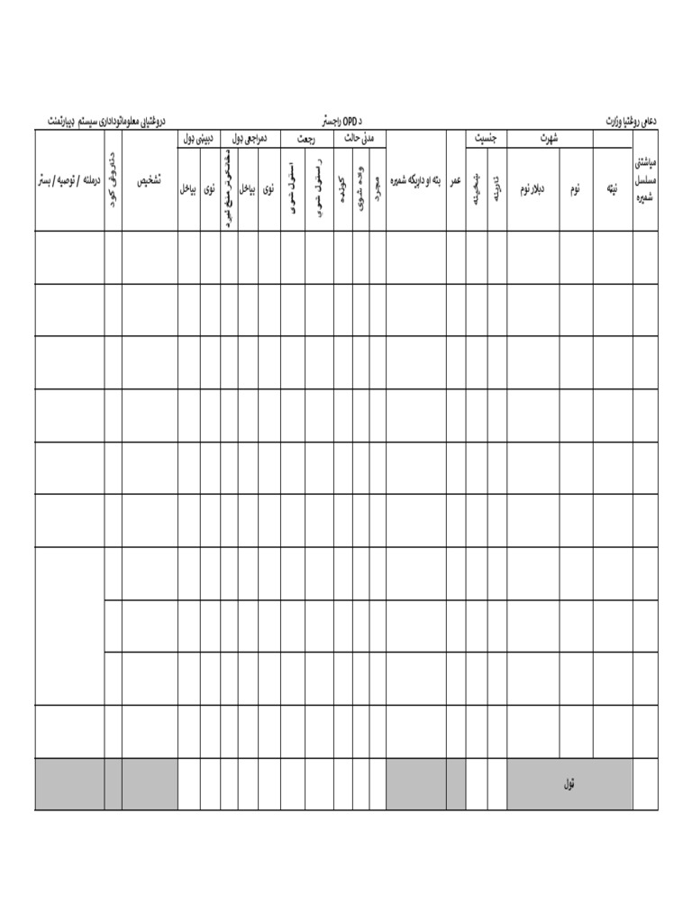 OPD Register Pashto-A3 | PDF