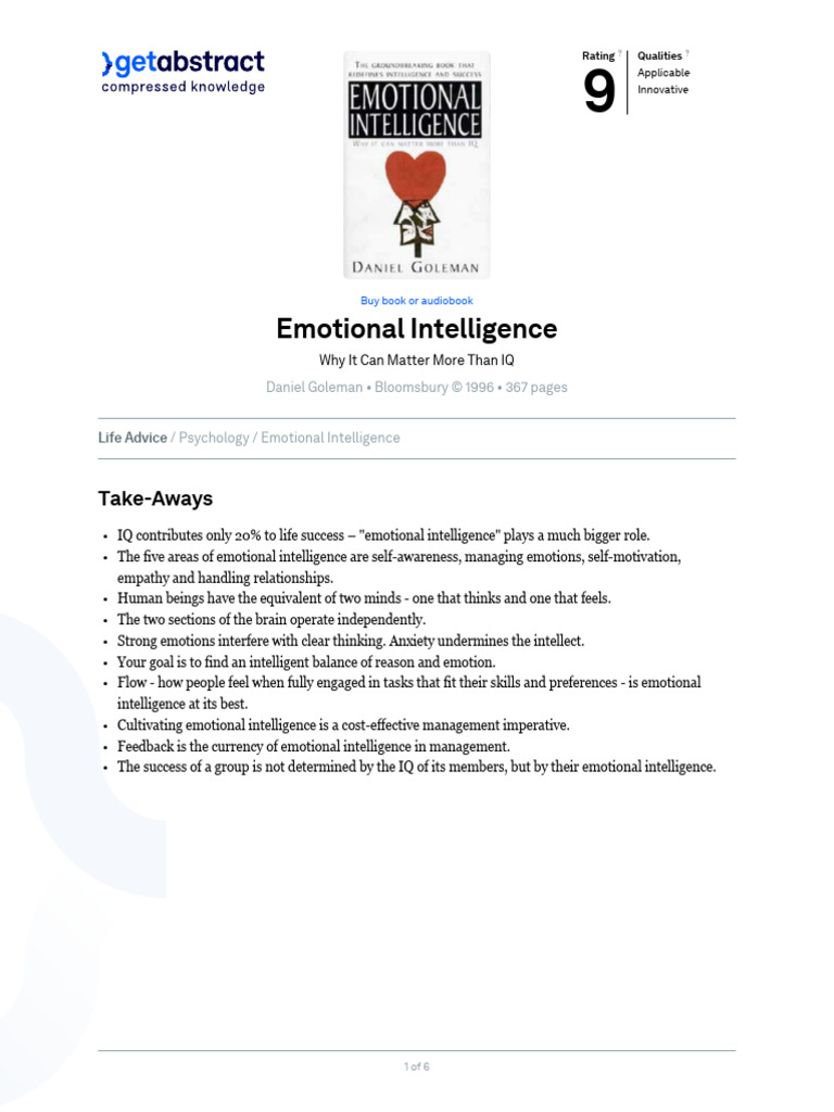 Goleman's Emotional Intelligence Insights | PDF | Emotions | Mind