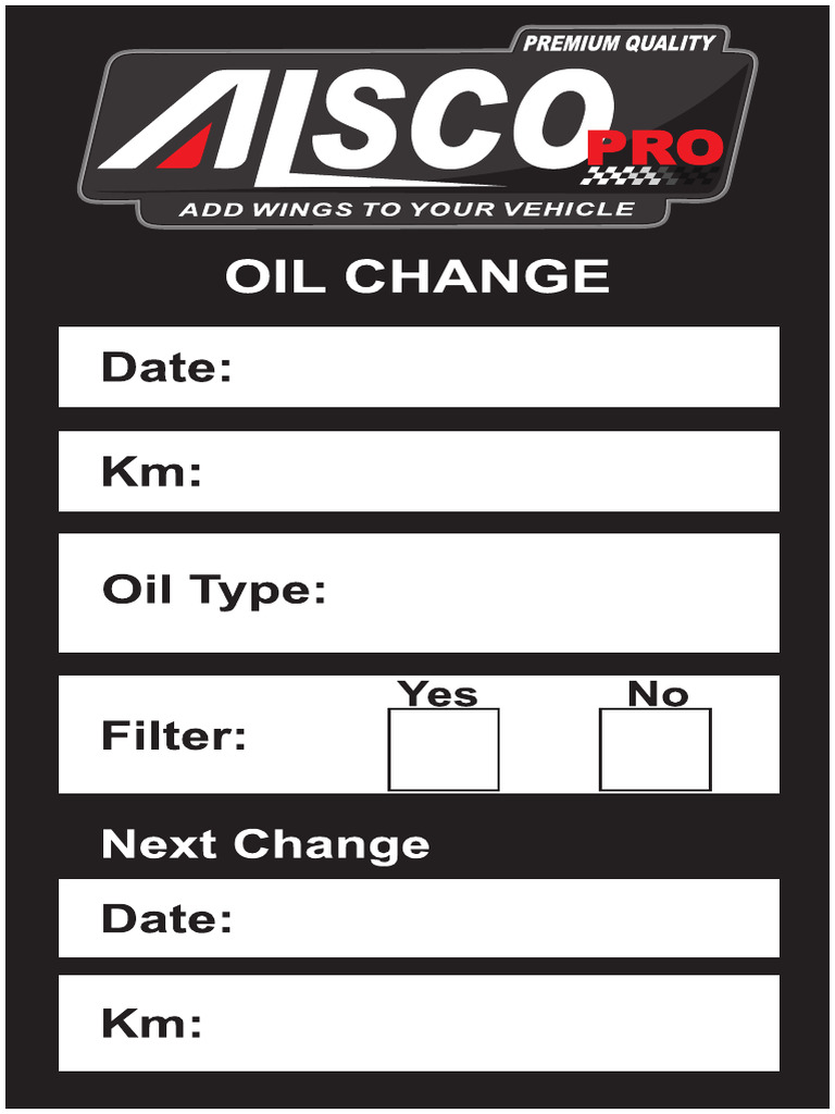Oil Change Sticker | PDF