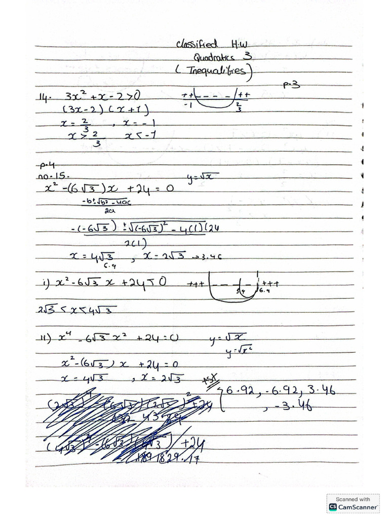 Quadratics HW 3 | PDF