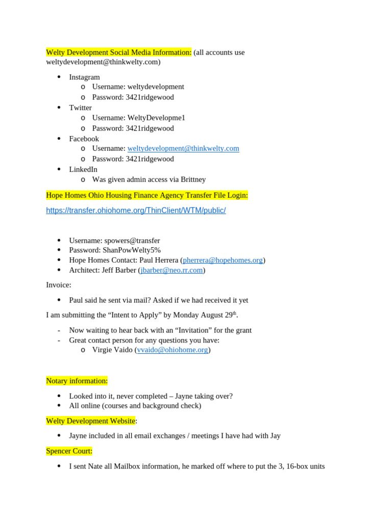 Shannon's Handoff Document | PDF