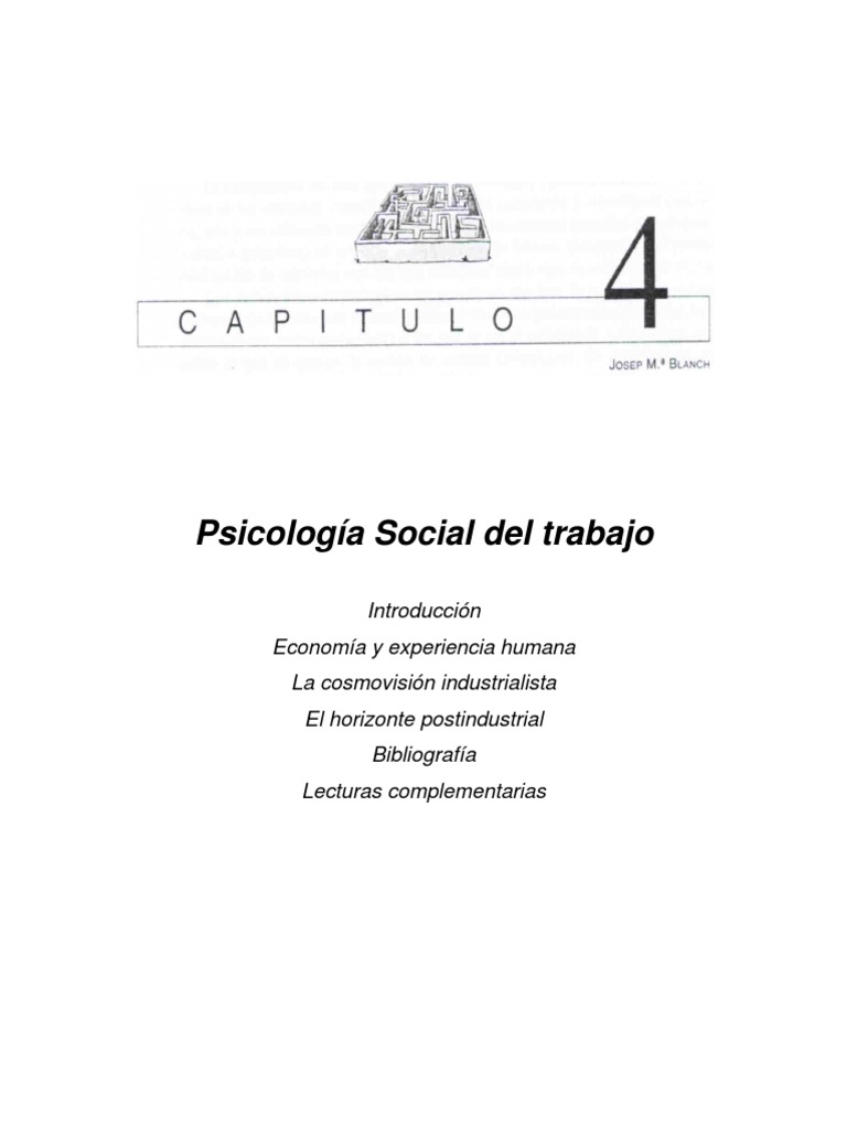 Psicologia Social Del Trabajo-Blanch | PDF | Derecho laboral | Sociedad