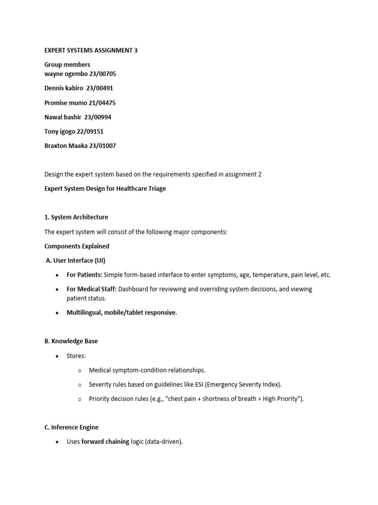 Expert Systems Assignment 3 | PDF | Electronic Health Record | Computing