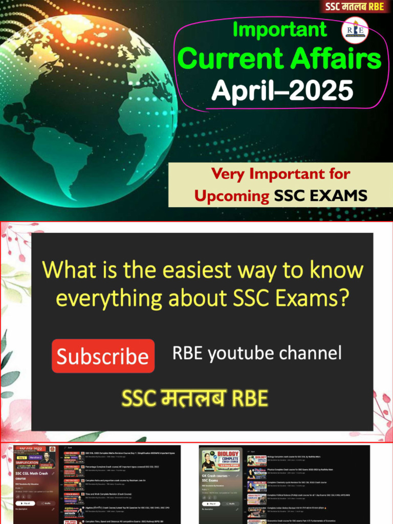 April 2025 - Top-100 - Current Affairs | PDF
