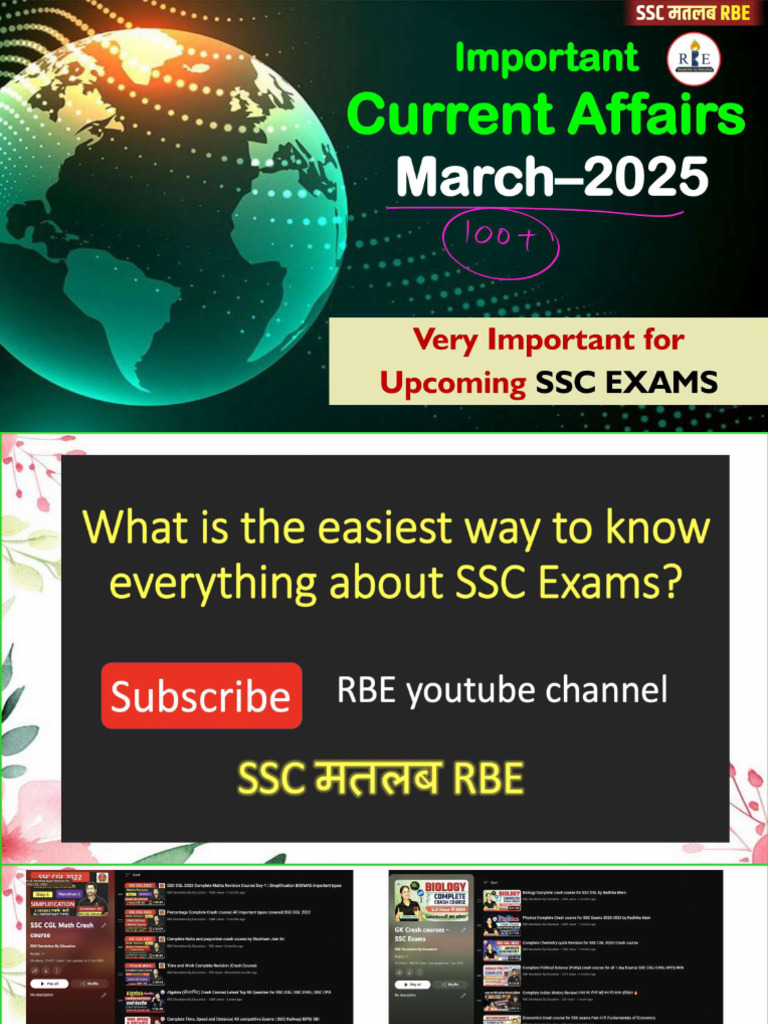 March 2025 - Top-100 - Current Affairs | PDF