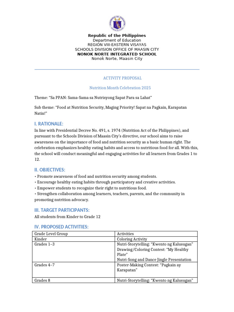 Nutrition Month 2025 Activity Proposal 2 | PDF