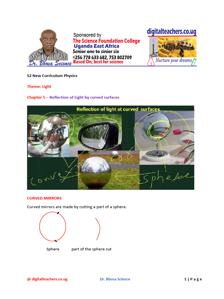 Curved Mirrors: Reflection and Applications | PDF | Mirror | Light