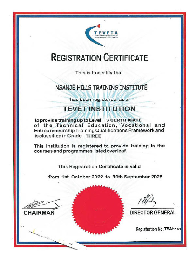 NHTI TEVETA Certificate | PDF