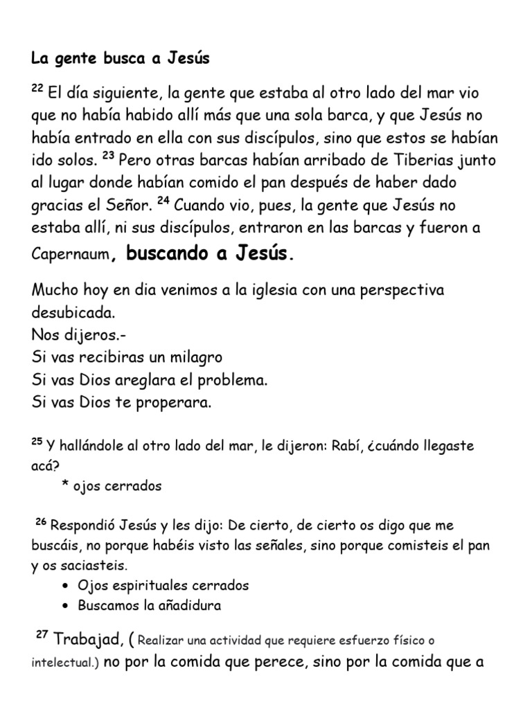 La búsqueda de Jesús y el pan de vida | PDF