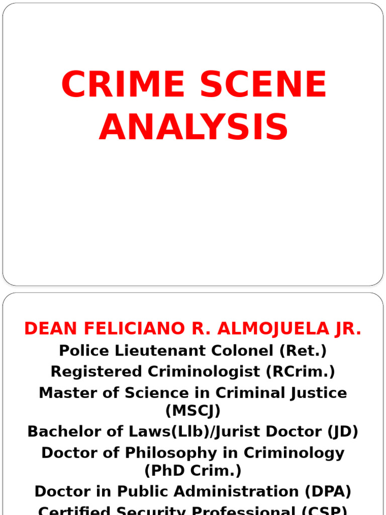 Crime Scene Analysis | PDF | Crime Scene | Forensic Science