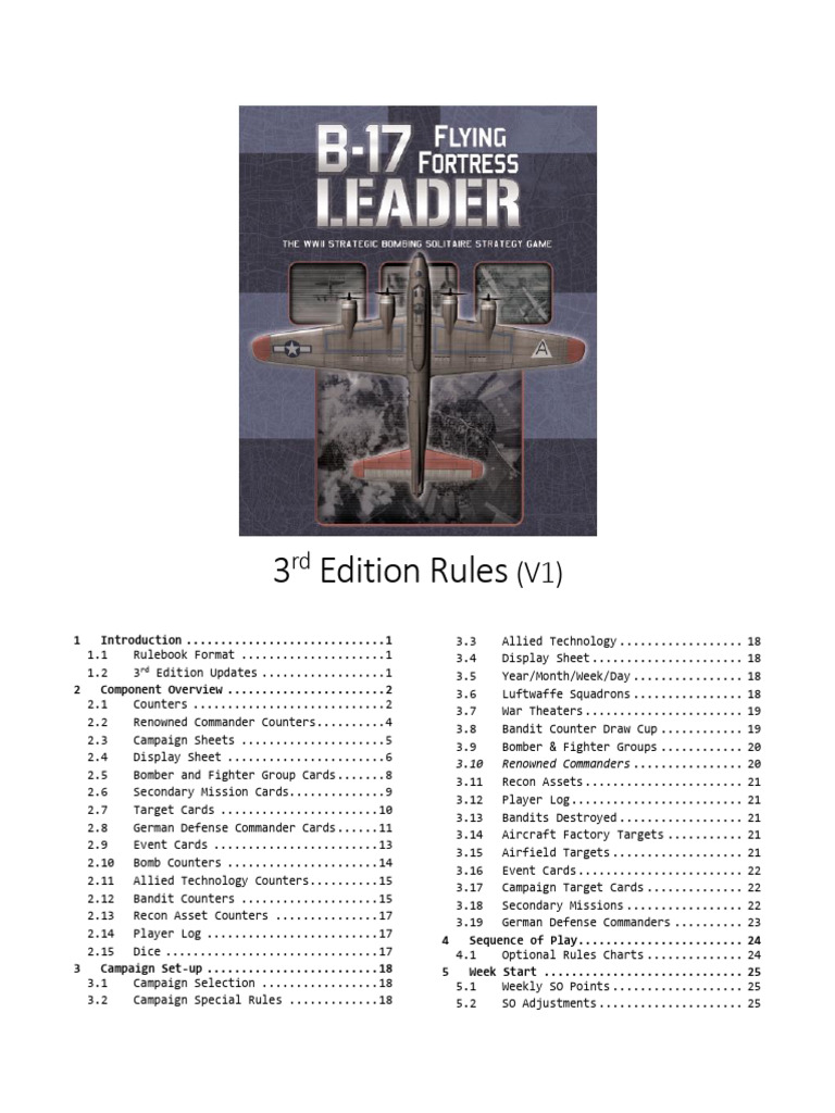 B-17 FFL Rules Booklet 3rd Edition | PDF | Luftwaffe | Bomber