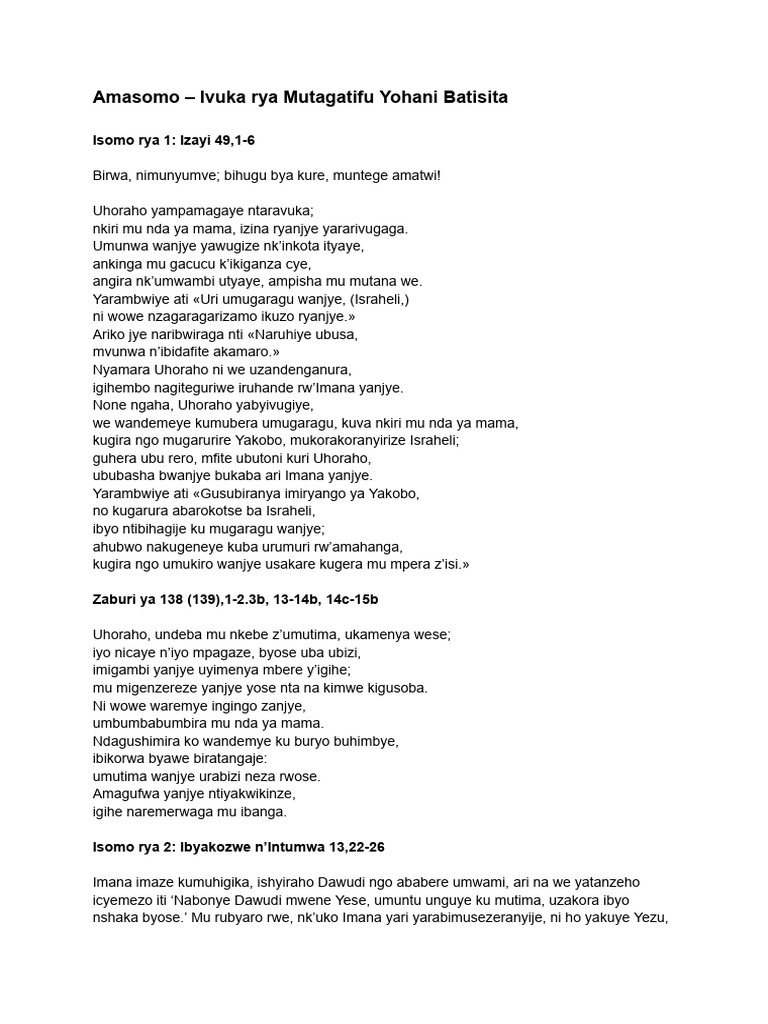Amasomo Ivuka Rya Yohani Batisita | PDF